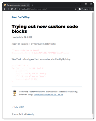 Custom Code Blocks with MDX & Gatsby | Anna Rossetti